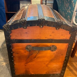 Antique Dome Top Rolling Steamer Trunk - Etsy