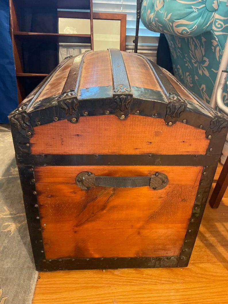 Antique Dome Top Rolling Steamer Trunk - Etsy