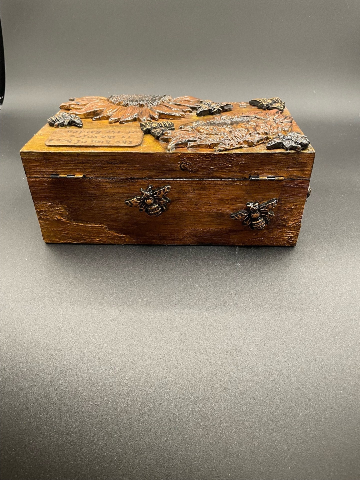 Bee and Sunflower Box, Bees Humming, Garden, Rustic, Jewelry Box ...