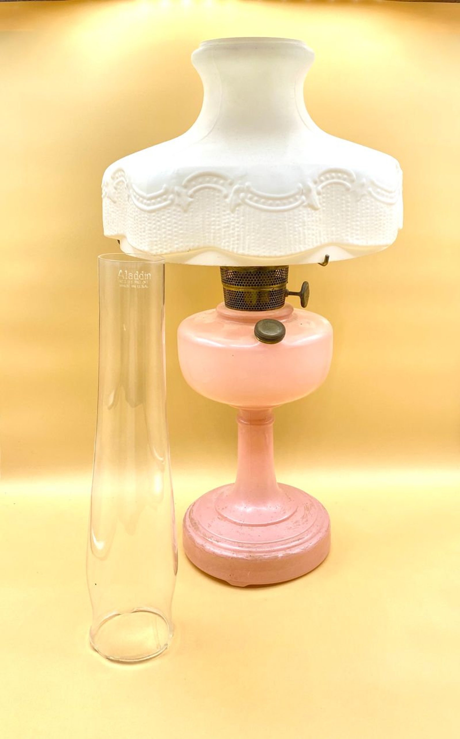 Aladdin Pink Satin Glass Oil Lamp - Etsy