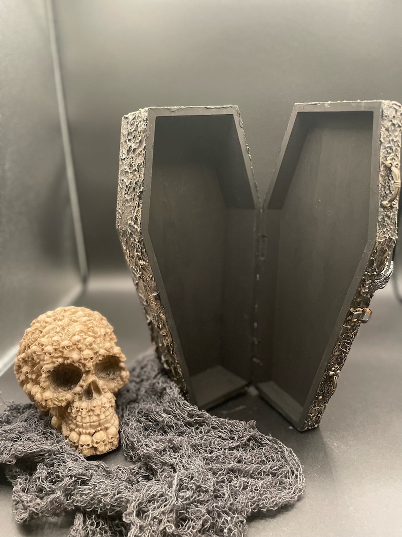 Skull and Snake Coffin, Bats, Skeleton, Creepy - Etsy