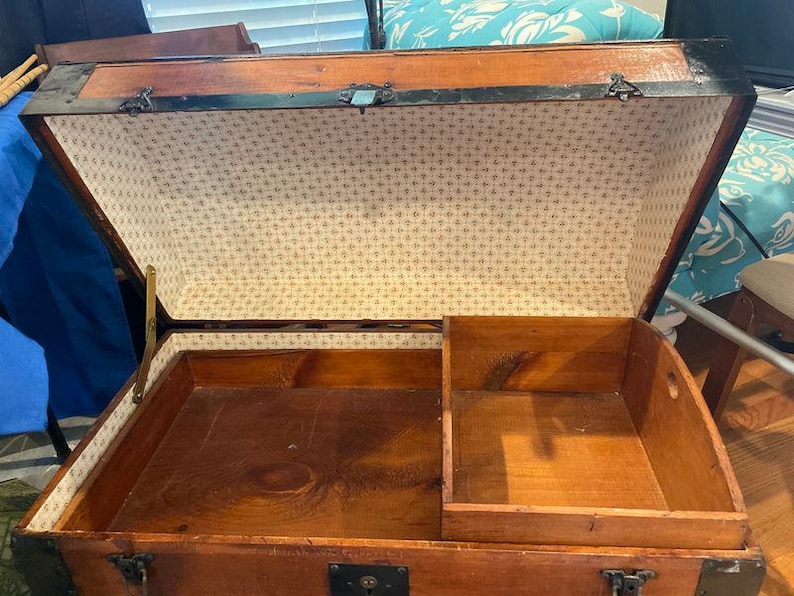Antique Dome Top Rolling Steamer Trunk - Etsy