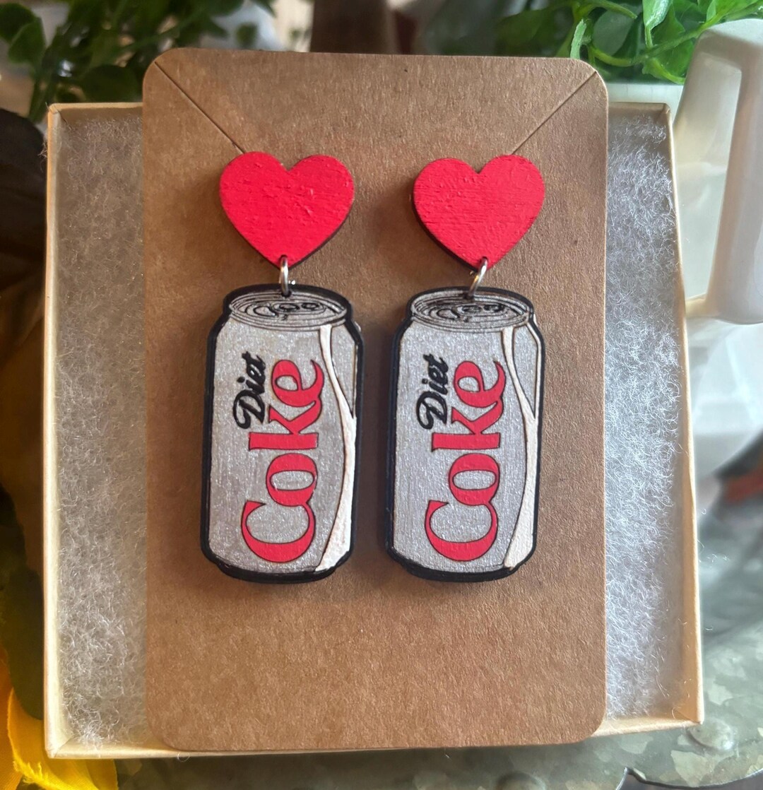 Diet Coke Earrings, Stud Dangles, Diet Coke Gift, Diet Coke Jewelry - Etsy