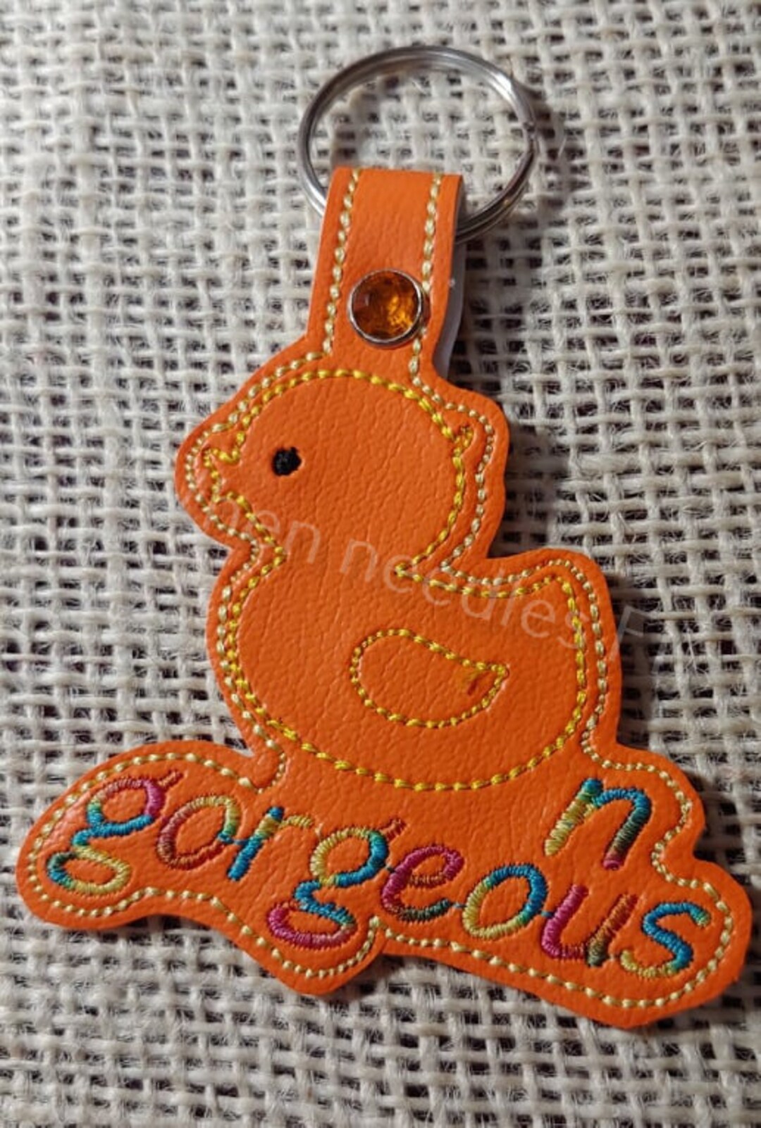 In the Hoop Duck 'n Gorgeous Keyfob and Snaptab Machine Embroidery - Etsy
