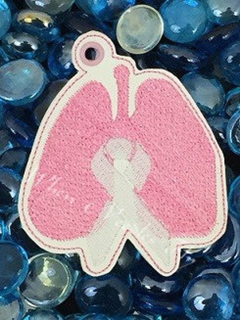 Embroidery Machine Design of a Lung Cancer Awareness Ribbon Keyfob as ...