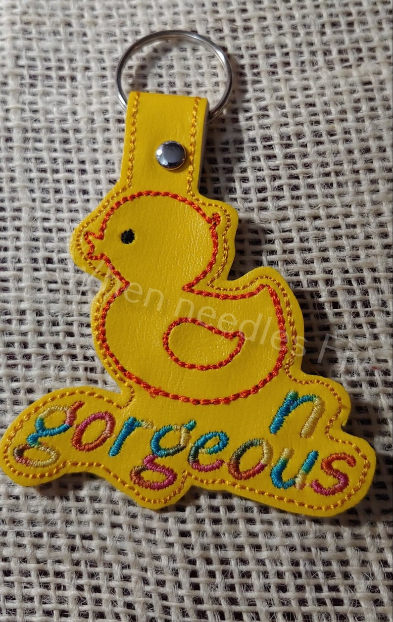 In the Hoop Duck 'n Gorgeous Keyfob and Snaptab Machine Embroidery - Etsy