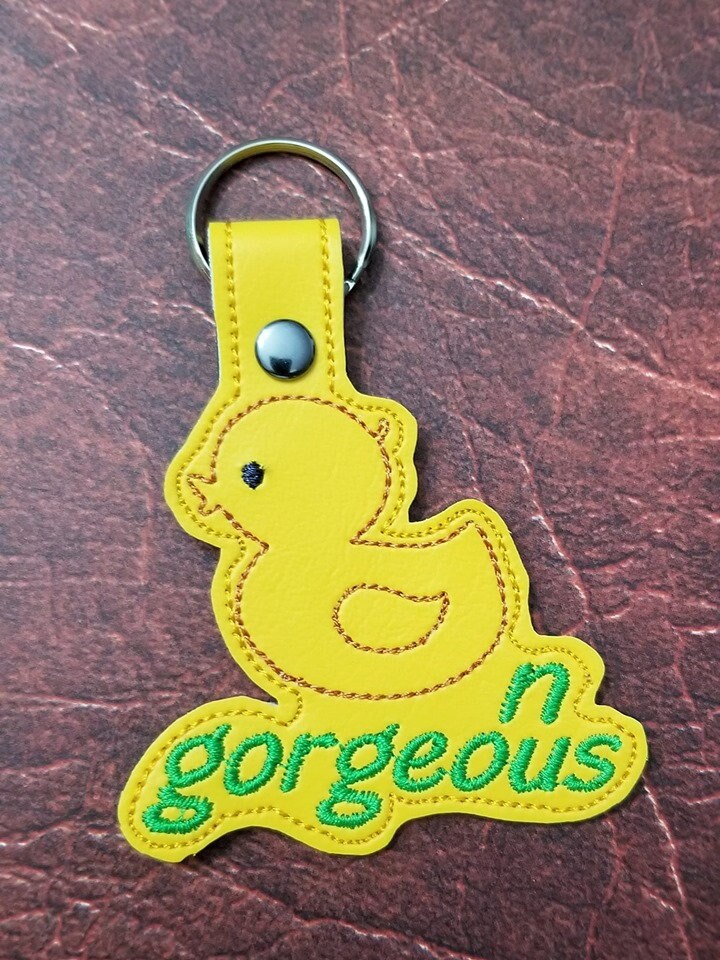 In the Hoop Duck 'n Gorgeous Keyfob and Snaptab Machine Embroidery - Etsy