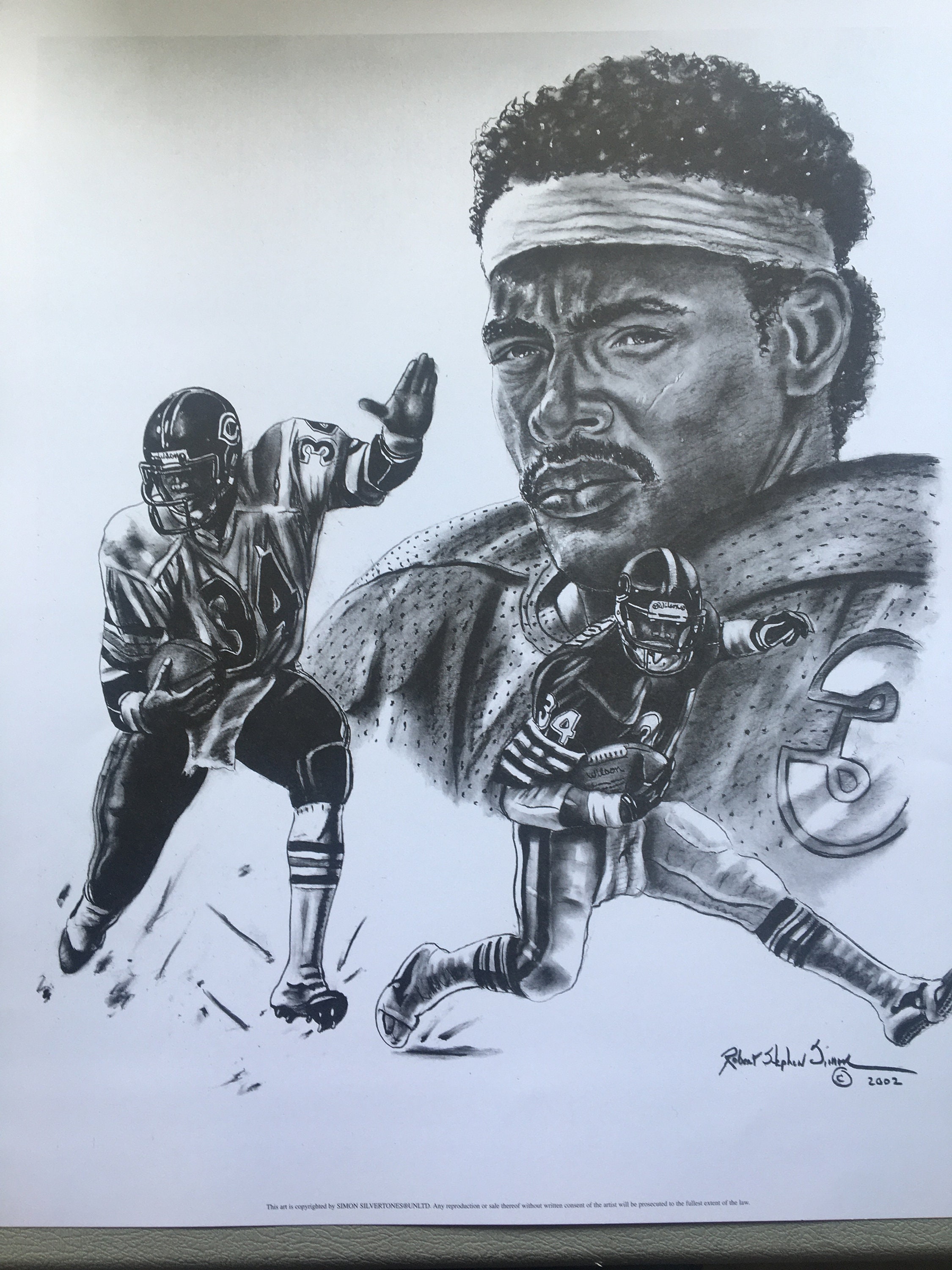 Walter Payton Chicago Bears Lithograph Robert Simon Art - Etsy