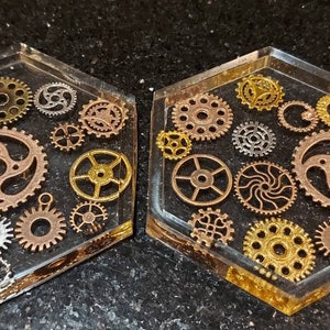 Steampunk Resin Coasters/resin Coasters/trinket Tray/drinks Coasters ...