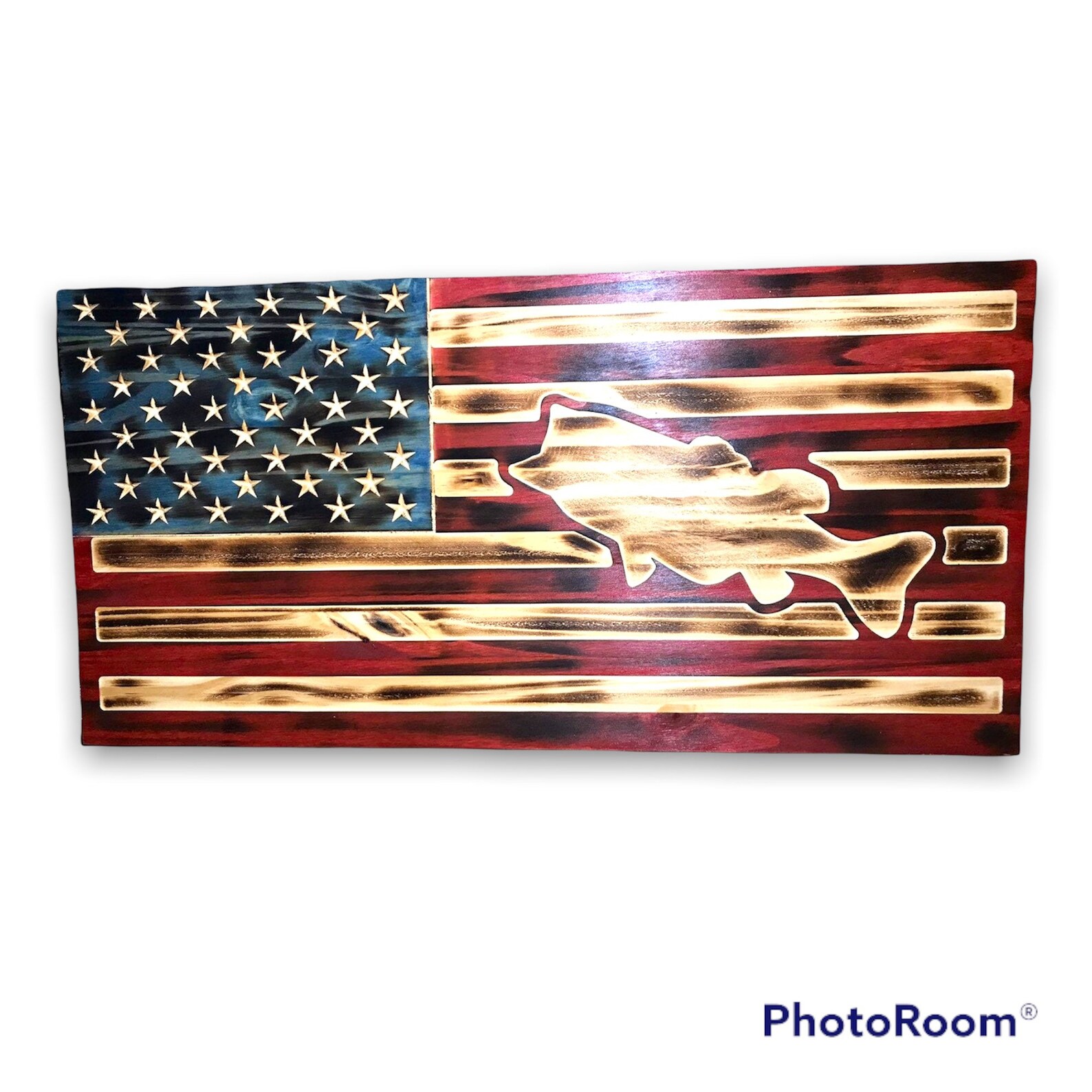 Rustic Bass Flag Fishing Decor Largemouth Bass Fishing Gift - Etsy