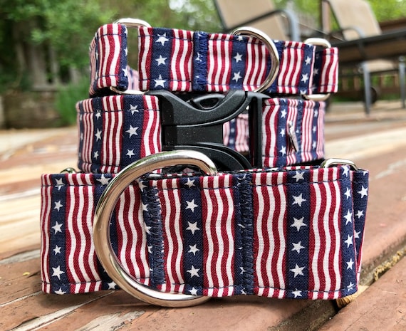 Red White and Blue Dog Collar - Etsy