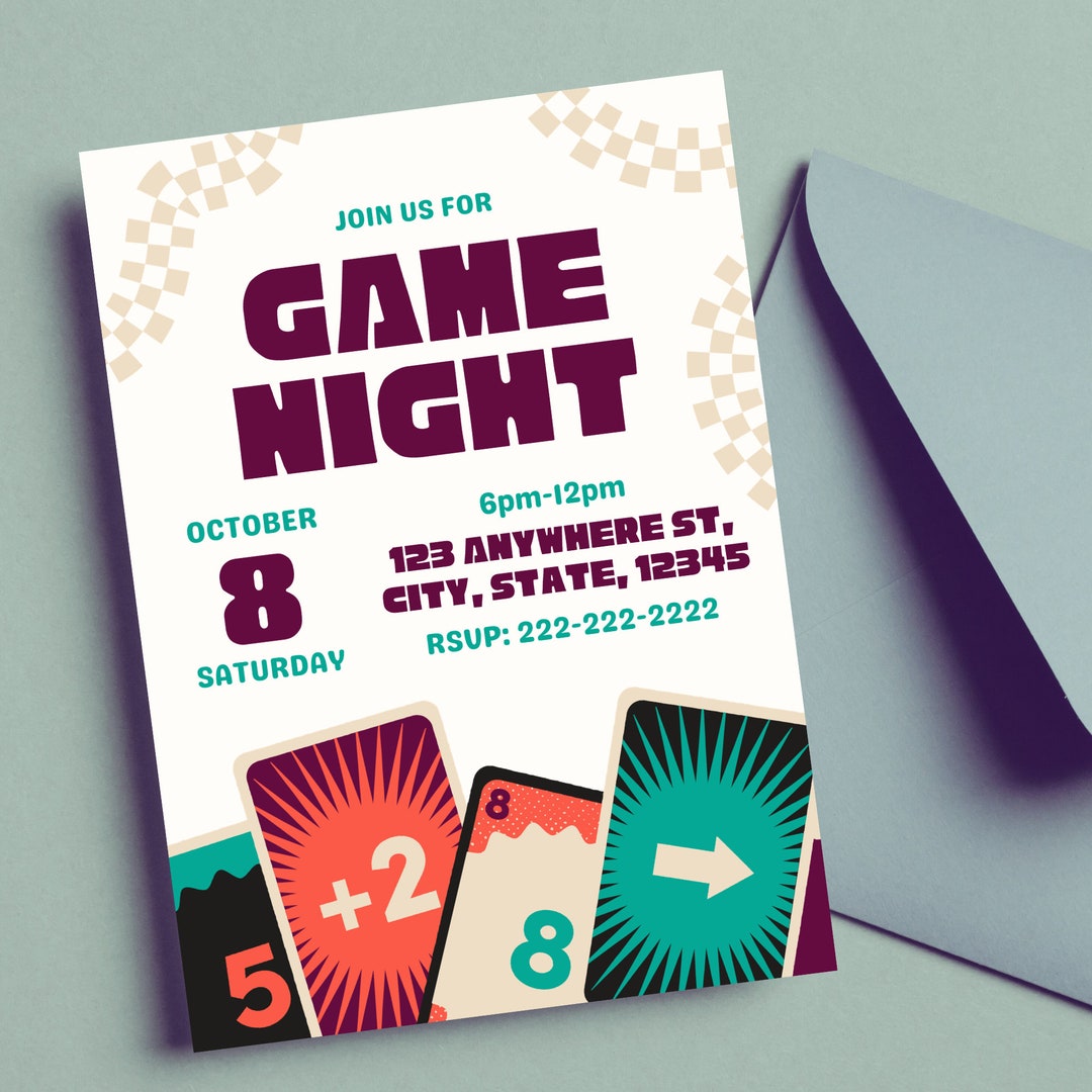Game Night Printable Invitation Editable Canva House Party Invitation ...