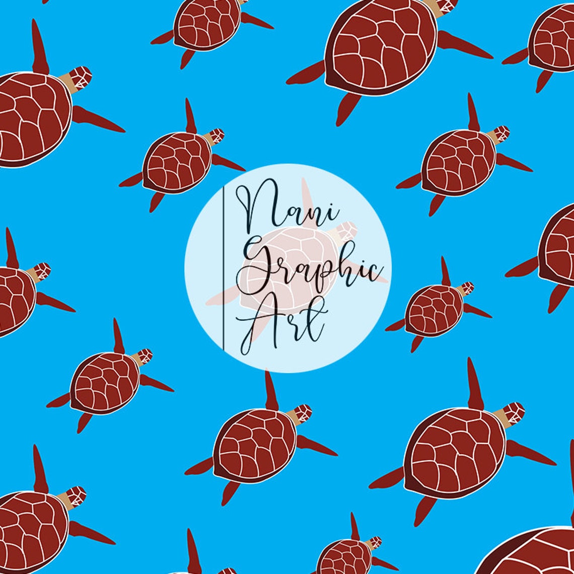 Turtle Pattern Print Digital Art Poster Decorative Turtles | Etsy