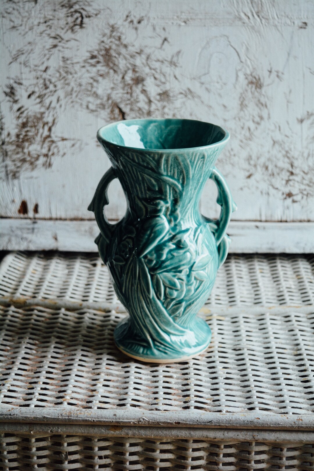 Beautiful Mccoy Turqoise Vase Bird of Paradise, Vintage Vase, Mccoy ...