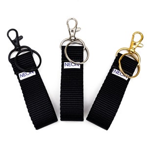 Black Mini Keychain Wristlet, Small Key Fob, Swivel Lobster Clasp and ...