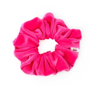 Neon Velvet Scrunchie Hot Pink, Handmade Neon Hair Scrunchie, Hot Pink ...