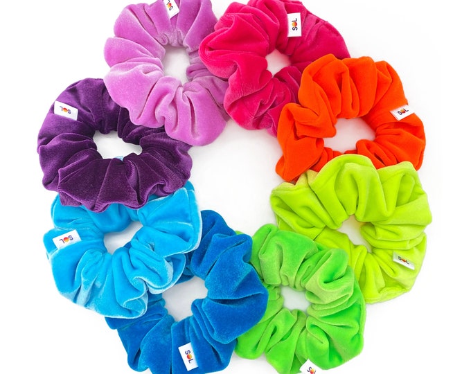 Bright Rainbow Scrunchie Set Velvet Hair Scrunchies Full - Etsy