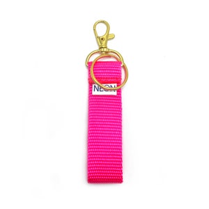 Neon Hot Pink Mini Keychain Wristlet, Small Key Fob, Swivel Lobster ...