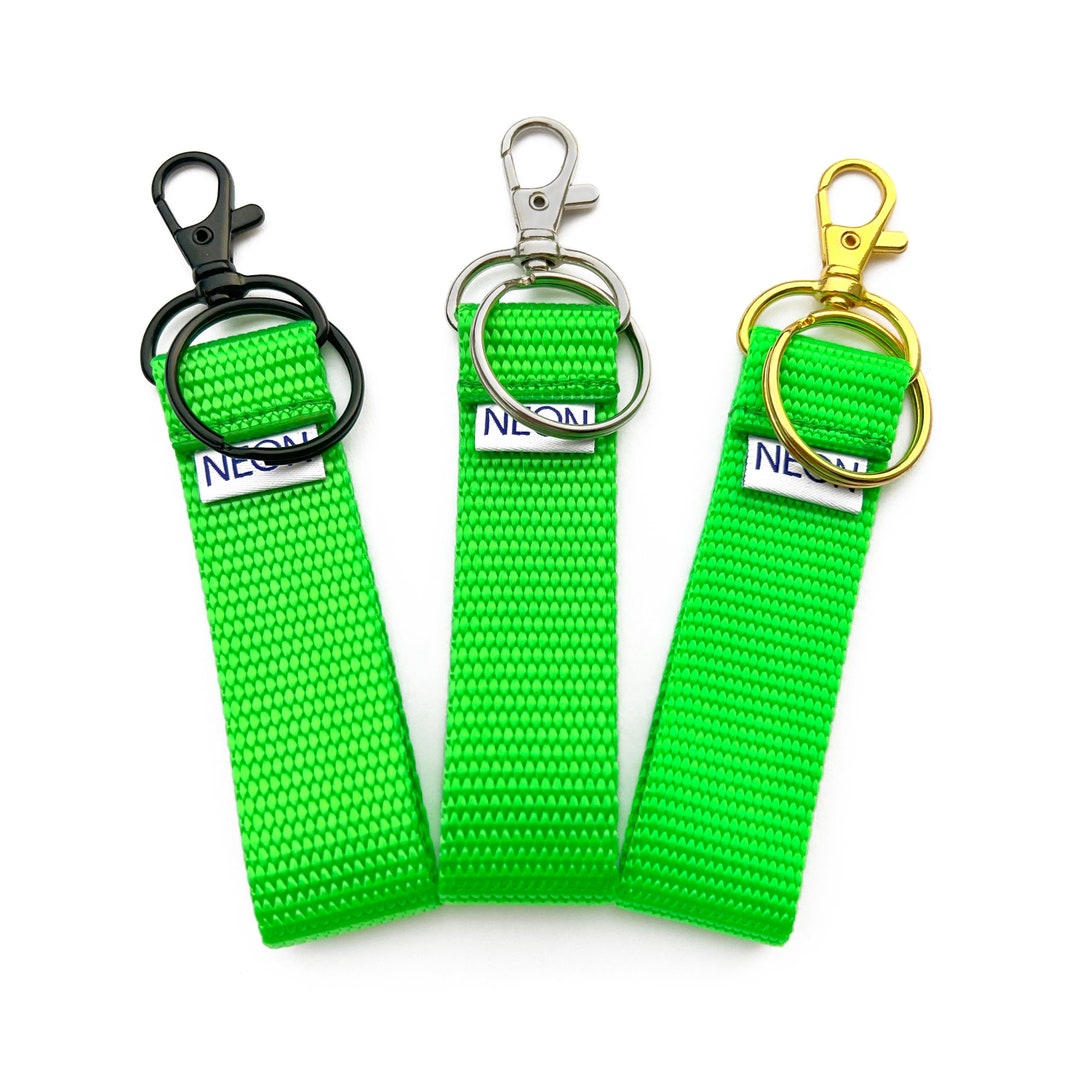Neon Hot Green Key Fob Wristlet, Small Keychain With Swivel Lobster ...