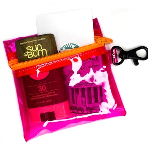 Zipper Coin Pouch Neon Hot Pink Vinyl | Clip-on Zip Pouch, Keychain ...
