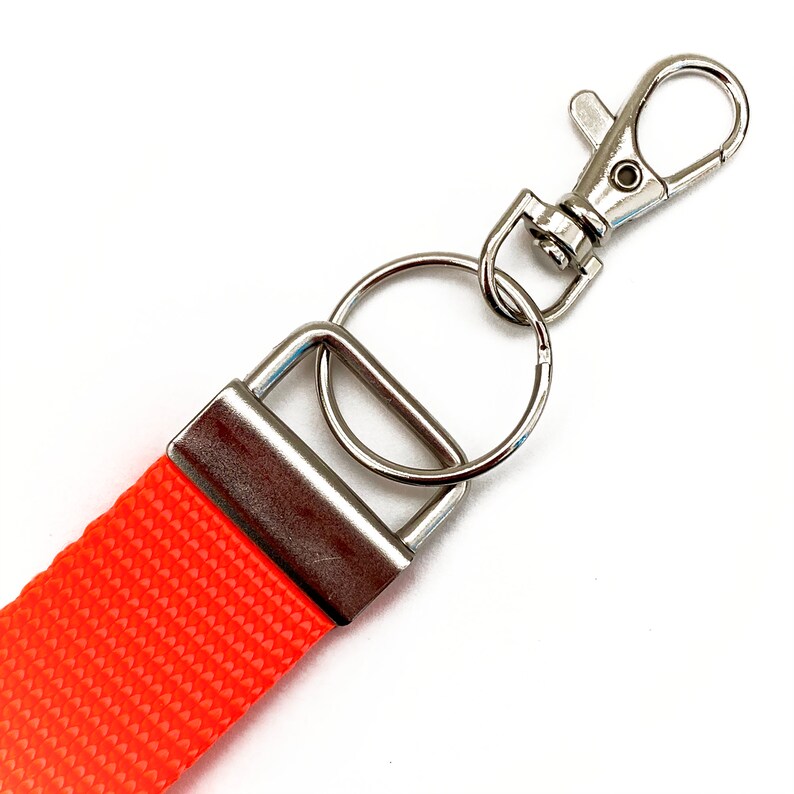Neon Hot Orange Key Fob Wristlet - 3" or 5.5" - Optional Swivel Clasp ...