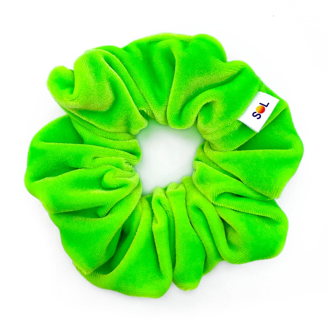 Neon Velvet Scrunchie Lime Green, Handmade Hair Scrunchie, Neon Hair ...
