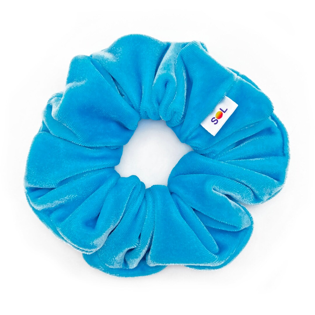 Sky Blue Velvet Scrunchie, Bright Velvet Hair Scrunchies, Velvet ...