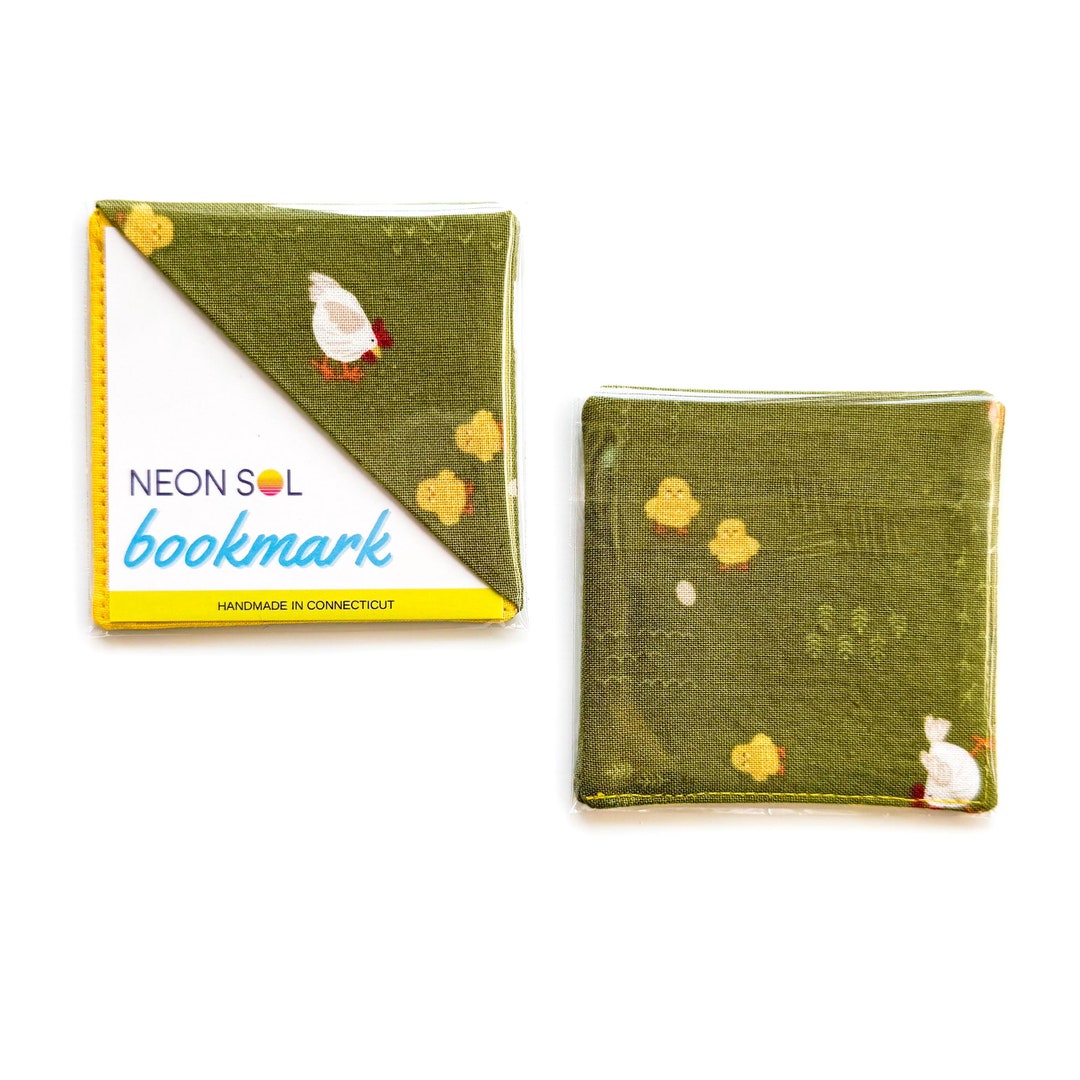 Corner Bookmark, Chicken Run | Cotton Fabric, Square Bookmark, Bookish ...