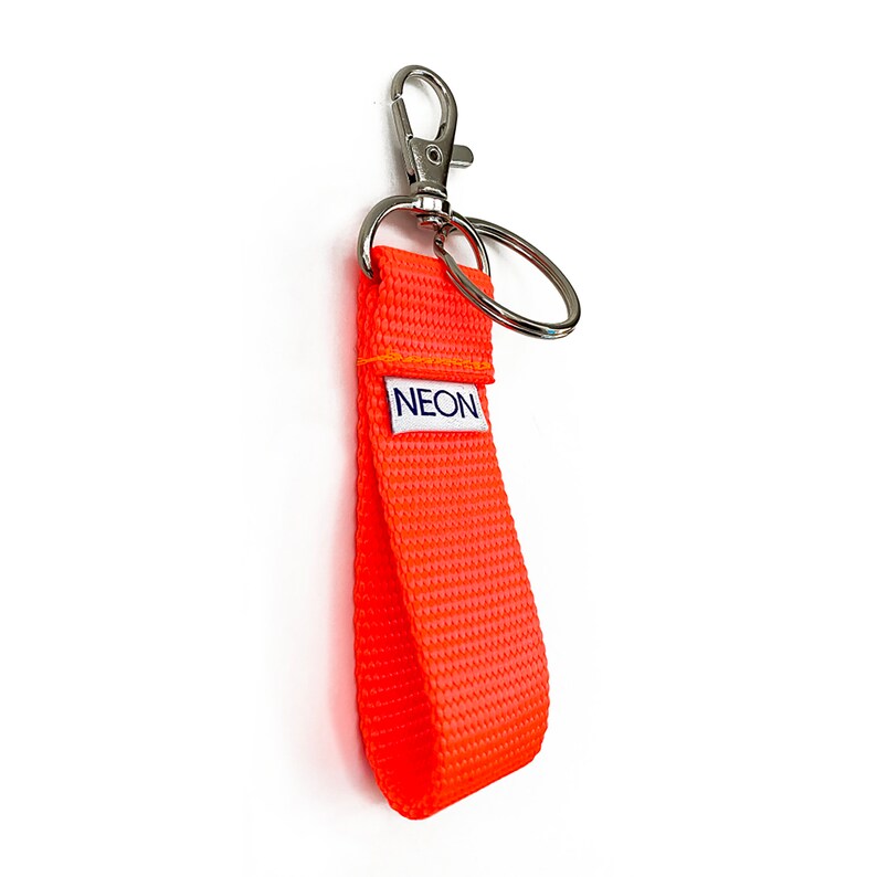 Key Fob Hot Orange Mini Keychain Wristlet, With Swivel Lobster Clasp ...