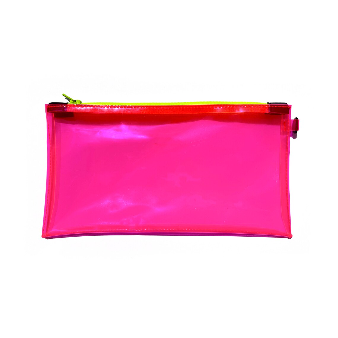 Clear Neon Pink Wristlet Pouch Fluorescent Yellow Zipper | Transparent ...