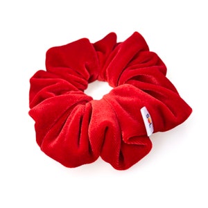 Bright Red Velvet Scrunchie | Luxe Strawberry Stretch Velvet ...