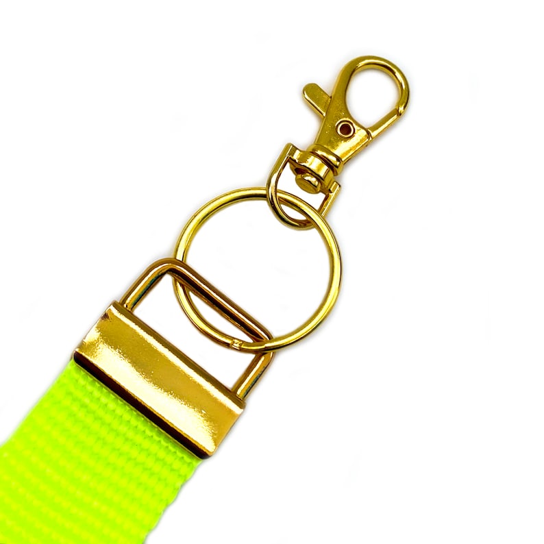 Neon Fluorescent Yellow Key Fob Wristlet - 3" or 5.5" - Optional ...
