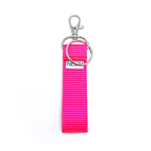 Neon Hot Pink Mini Keychain Wristlet, Small Key Fob, Swivel Lobster ...