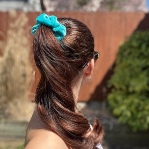 Lush Velvet Scrunchie Turquoise | Handmade Hair Scrunchie, Teal Blue ...