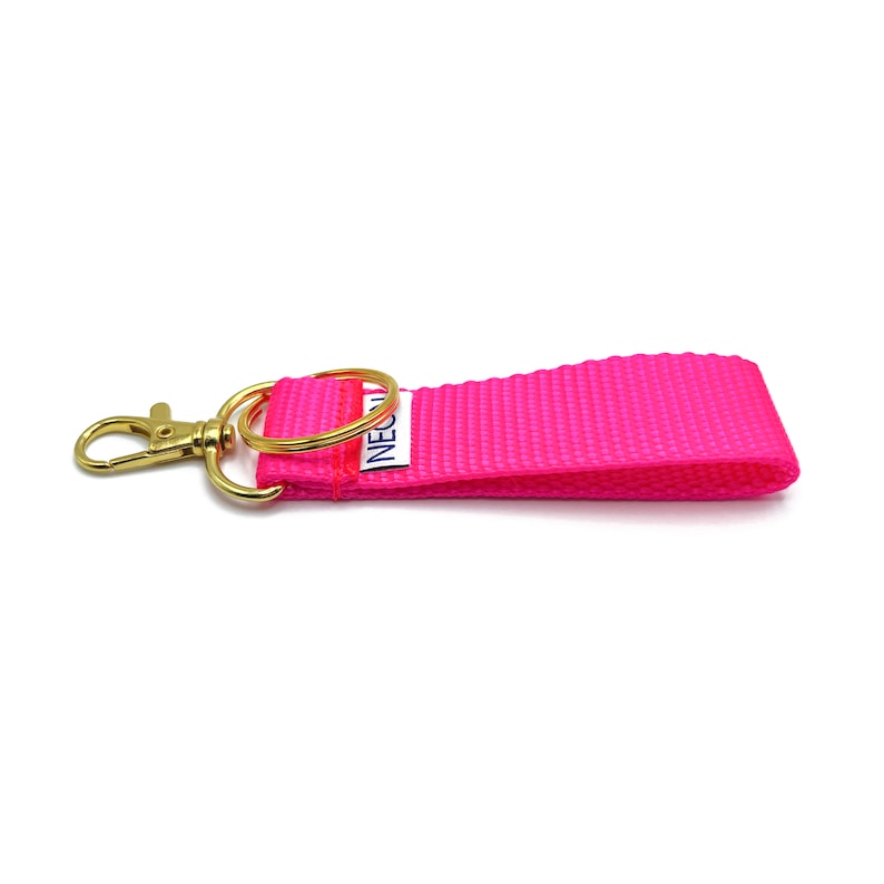 Neon Hot Pink Mini Keychain Wristlet Small Key Fob Swivel - Etsy