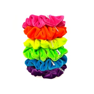 Neon Rainbow Scrunchie Set, Velvet Hair Scrunchies - Set of 6 ...