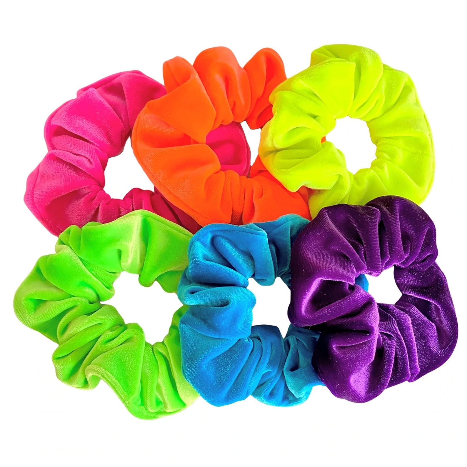 Neon Rainbow Scrunchie Set Velvet Hair Scrunchies Set of 6 - Etsy
