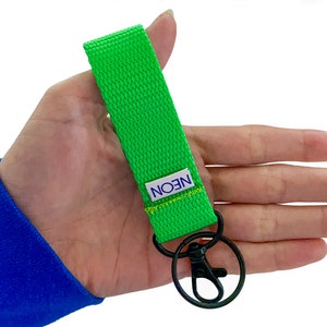 Neon Hot Green Key Fob Wristlet, Small Keychain With Swivel Lobster ...