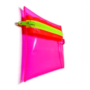 Zipper Coin Pouch Neon Hot Pink Vinyl - Choose Your Zipper Color ...