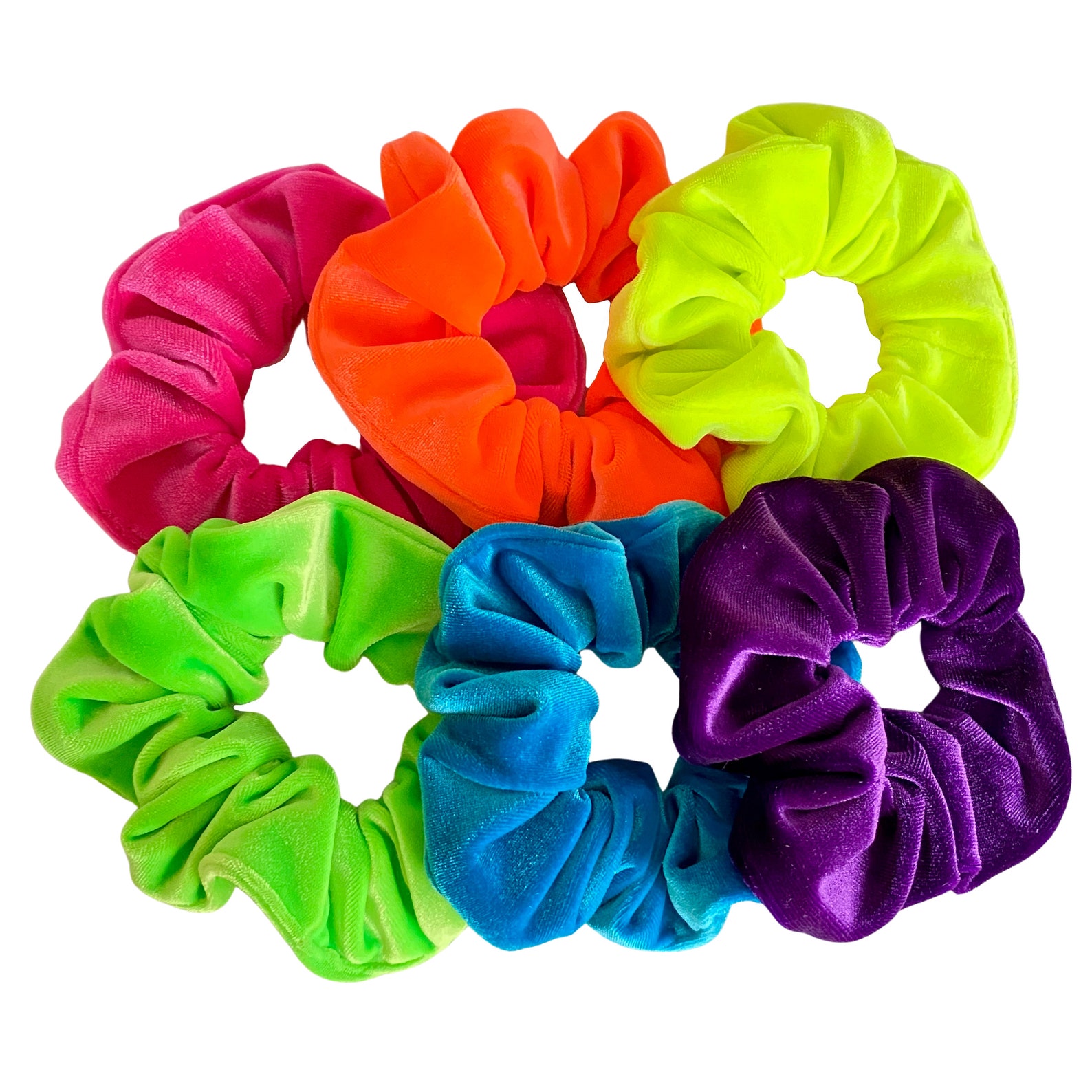 Neon Velvet Scrunchie Hot Pink Handmade Neon Hair Scrunchie - Etsy