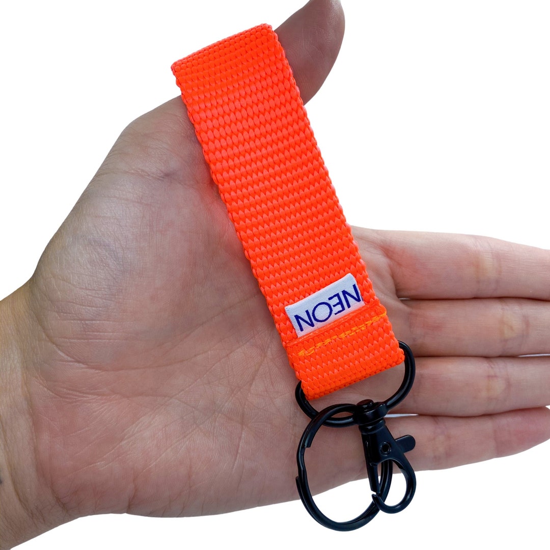 Key Fob Hot Orange Mini Keychain Wristlet, With Swivel Lobster Clasp ...