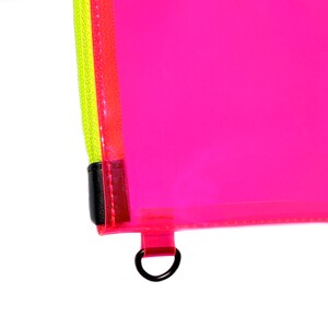 Clear Neon Pink Wristlet Pouch Fluorescent Yellow Zipper | Transparent ...