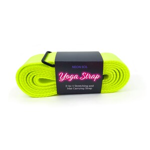 2-in-1 Neon Fluorescent Yellow Yoga Mat Carrying Stretching Strap ...