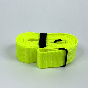 2-in-1 Neon Fluorescent Yellow Yoga Mat Carrying Stretching Strap ...