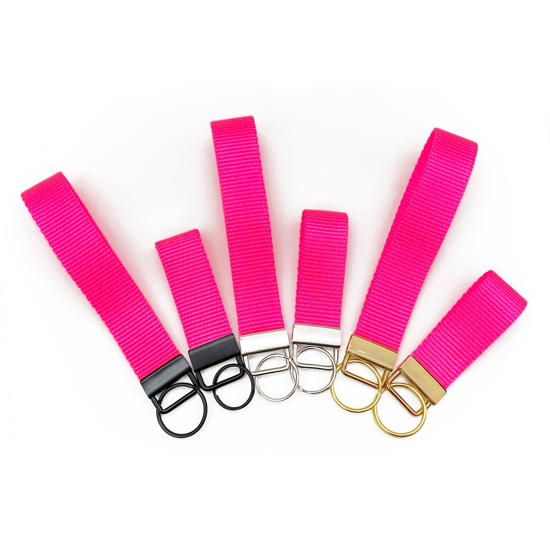 Neon Hot Pink Key Fob Wristlet - 3" or 5.5" - Optional Swivel Clasp - Etsy