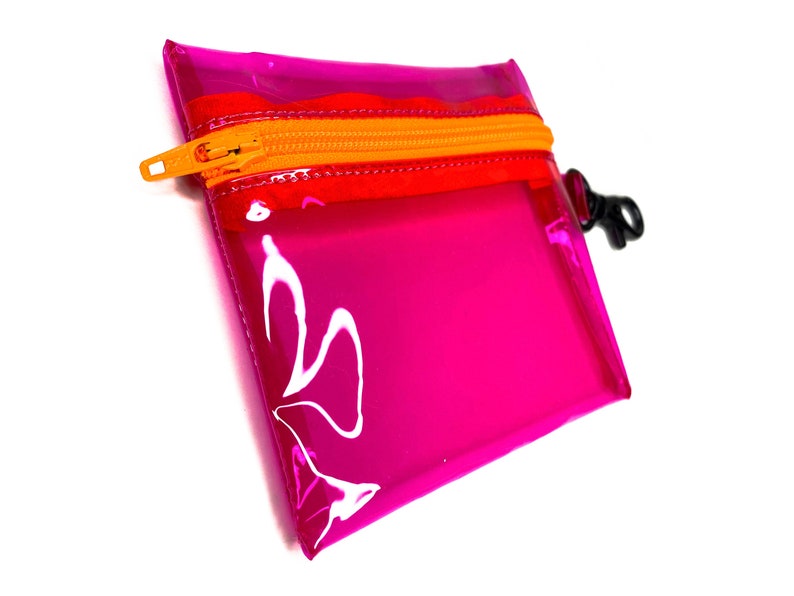 Zipper Coin Pouch Neon Hot Pink Vinyl Clip-on Zip Pouch - Etsy