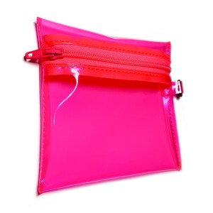 Zipper Coin Pouch Neon Hot Pink Vinyl - Choose Your Zipper Color ...