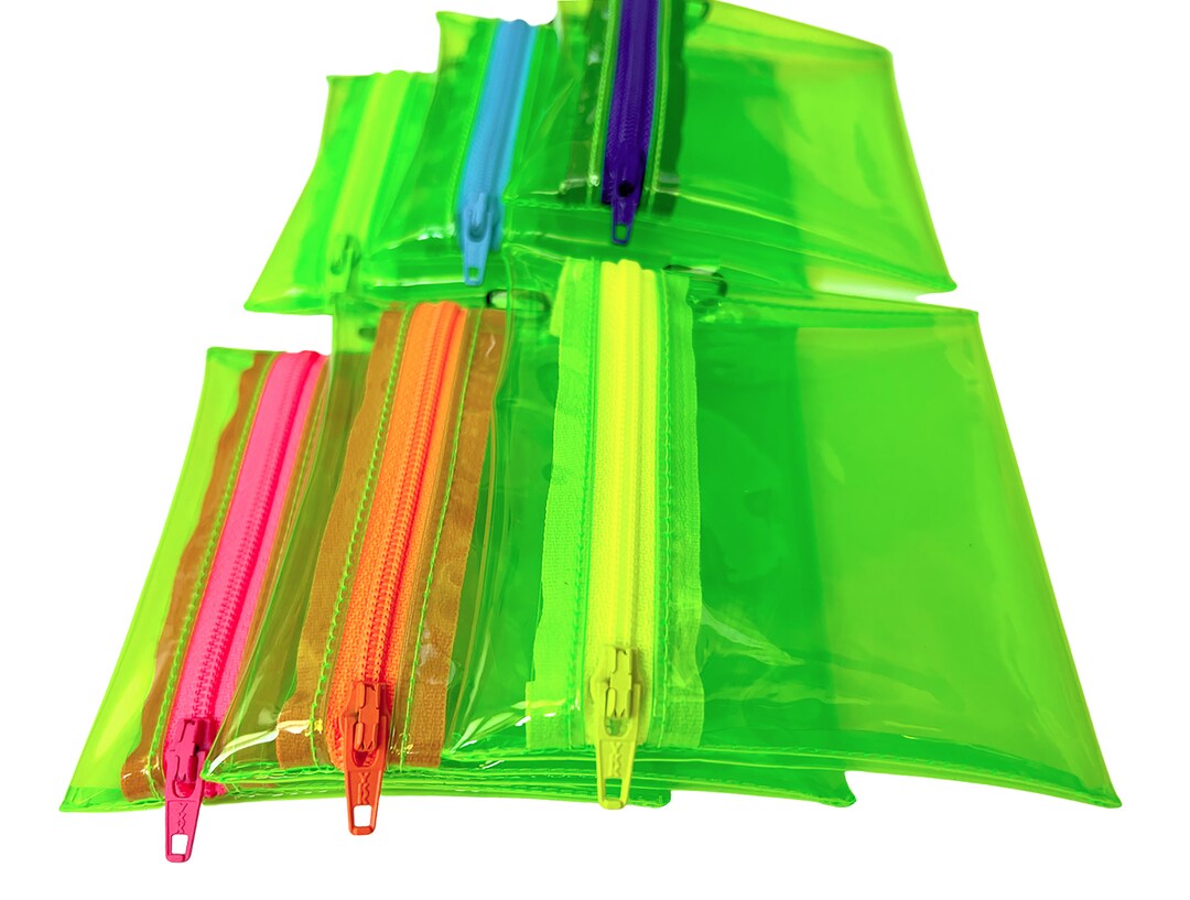 Zipper Coin Pouch Neon Green Vinyl - Choose Your Zipper Color! | Clip ...