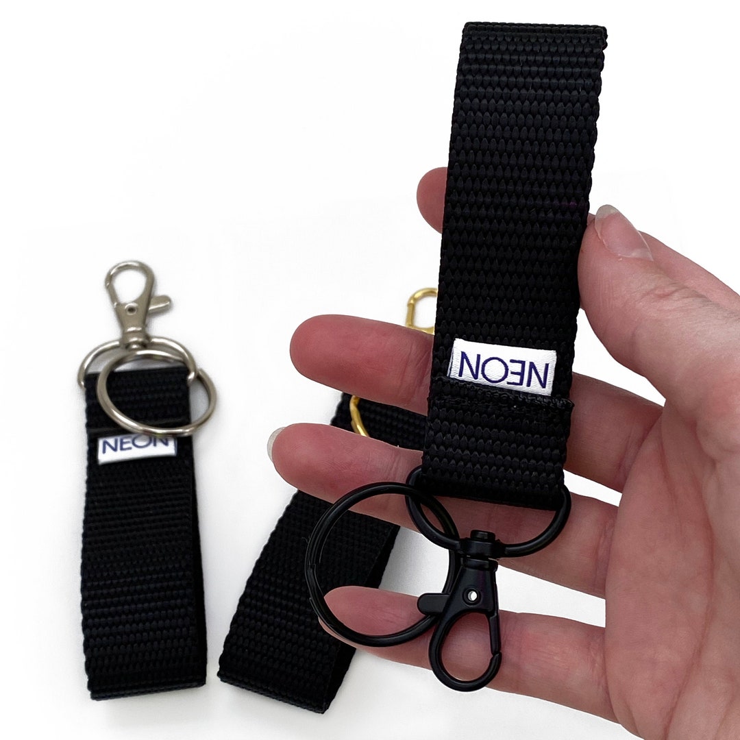 Black Mini Keychain Wristlet, Small Key Fob, Swivel Lobster Clasp and ...