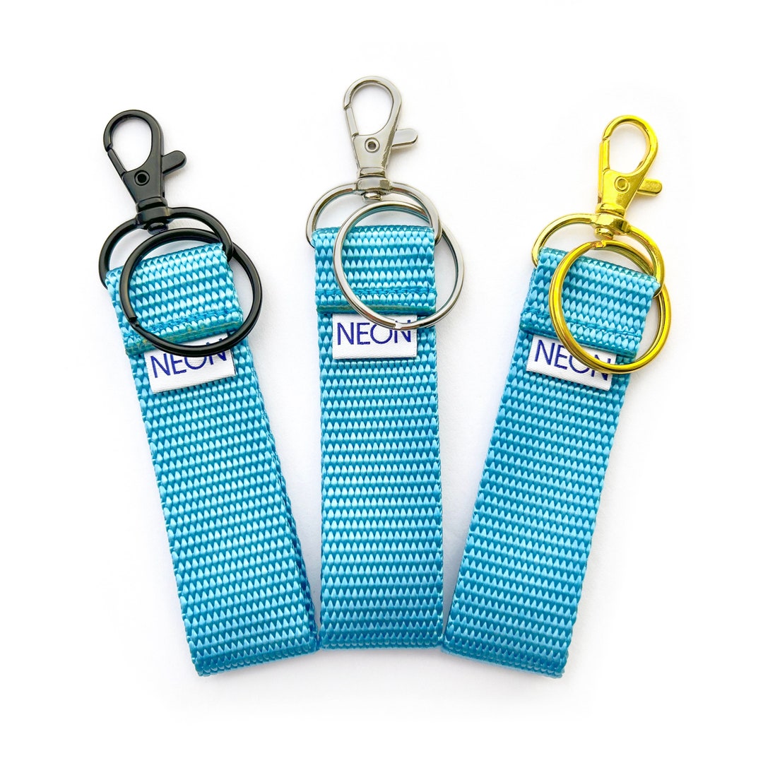 Sky Blue Keychain With Clasp, Small Key Fob With Swivel Lobster Hook ...